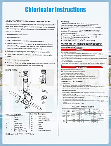 320 Pool Chlorinator Compatible with Rainbow 320 Chlorinator 171096 Automatic Inline Chlorine/Bromine Feeder, 320 Chlorinator Can Handle Up to 70000 Gallons of Water