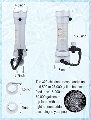 320 Pool Chlorinator Compatible with Rainbow 320 Chlorinator 171096 Automatic Inline Chlorine/Bromine Feeder, 320 Chlorinator Can Handle Up to 70000 Gallons of Water