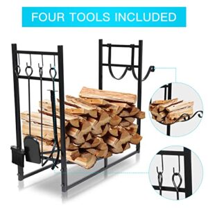 Aomedeelf Firewood Rack Outdoor Indoor Fire Wood Holder Firewood Log Rack Fire Wood Rack Heavy Duty Firewood Wood Storage with Kindling Holder