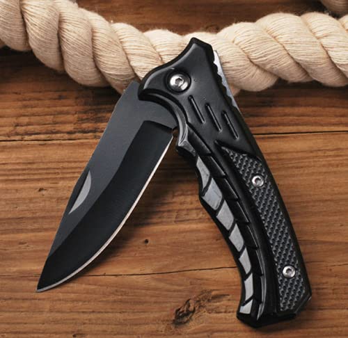 Pocket Knife, Mini Folding Knife| Outdoor Knife, with Key Chain, for Leisure, Camping, Hiking, Picnic, Hunting and Emergencies, Gift for Men (Black)