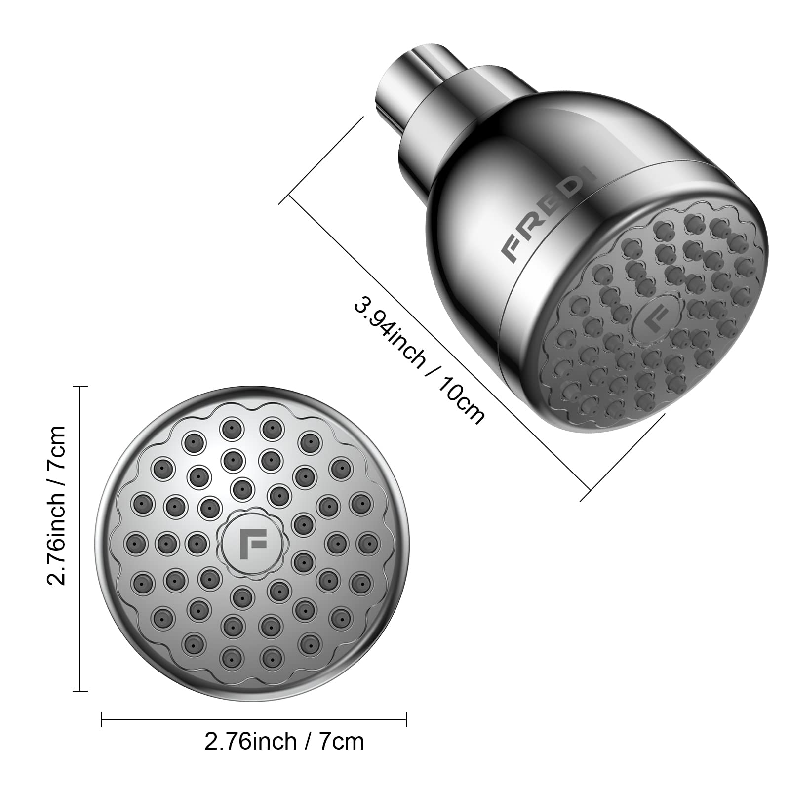 High Pressure Shower Heads, 3 Inches Fixed Showerheads, Wall Mount, Bathroom, RV Shower Head For Low Flow Showers (2.5 GPM, Chrome)