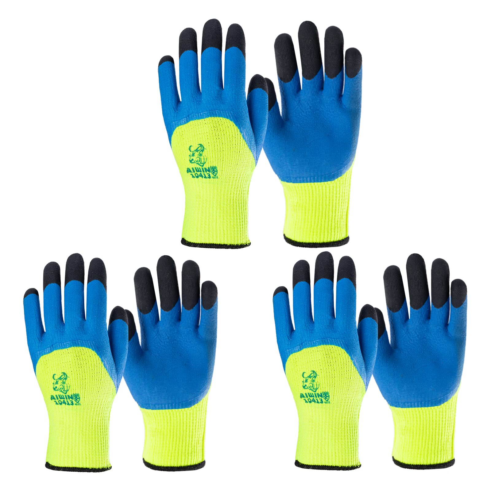 ANDANDA 3 Pairs Work Gloves, Fingertip Double Latex, Seamless Knit Work Gloves with Latex Coated Palm, Ideal for Warehousing, Gardening, Logistics, Assembly