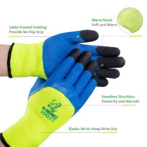 ANDANDA 3 Pairs Work Gloves, Fingertip Double Latex, Seamless Knit Work Gloves with Latex Coated Palm, Ideal for Warehousing, Gardening, Logistics, Assembly