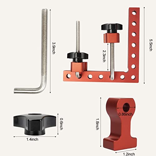 90 Degree Clamp, Cabinet Clamp, 5.5" x 5.5"(14 x 14cm) Aluminum Alloy Right Angle square Tool, Corner Clamps for Woodworking Tools, Right Angle Clamp, Drawers, Picture Frame (4pack)