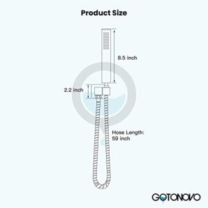 gotonovo Wall Mount High Pressure Brushed Nickel Square Hand Held Shower with Wall Connector and Solid Brass Hose Set