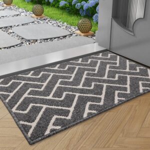 hicorfe indoor doormat,front back door mat rubber backing non slip door mats,20"x31.5" low-profile absorbent resist dirt entryway doormat inside floor mats entrance washable (grey)