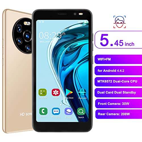 Unlocked Android Cell Phone Smartphone, 5.45in 512MB 4GB HD Screen Phone Dual Card Dual Standby Smart Phone (Gold)