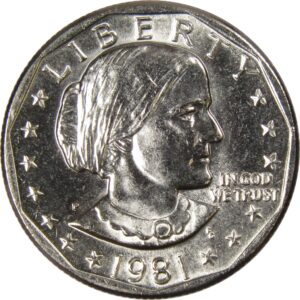 1981 p susan b anthony dollar bu uncirculated mint state sba $1 us coin