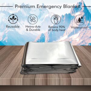 NOVAMEDIC Emergency Foil Mylar Thermal Blankets - Pack of 200, 84"x52", Individually Wrapped, Waterproof Survival Blanket for Camping, Outdoors, First Aid Kit & Travel, Lightweight & Compact, Silver