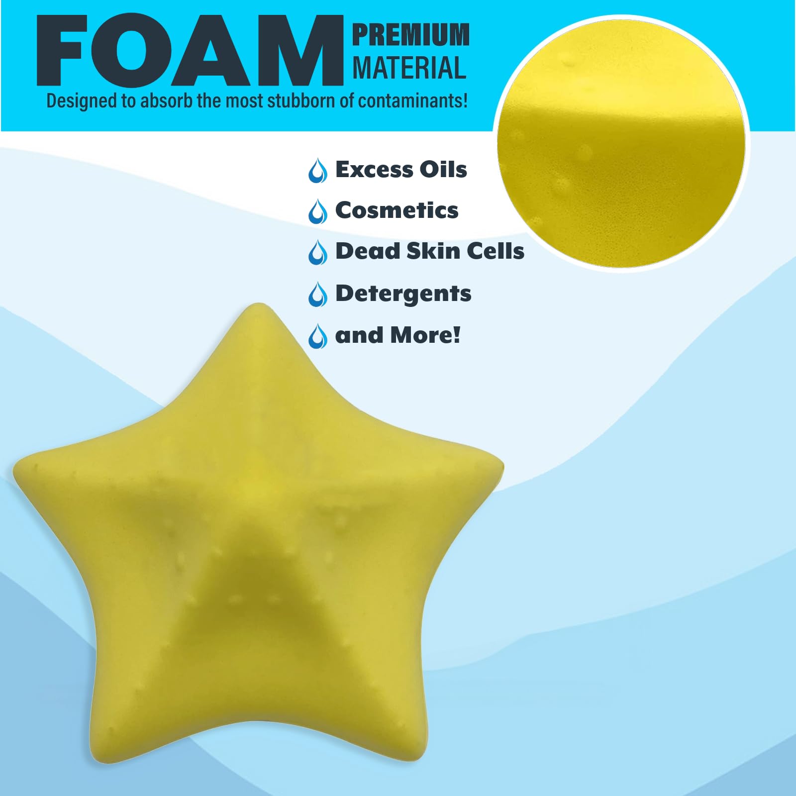 Poolzilla 2-Pack Yellow Premium Scum Star Oil Absorbing Sponge - Perfect for Cleaning Hot Tubs, Spas and Swimming Pools