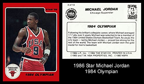 1986 Star MICHAEL JORDAN #3 of 10 1984 Olympian REPRINT - Basketball Card