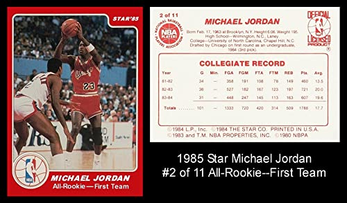 1985 Star MICHAEL JORDAN #2 of 11 All Rookie First Team REPRINT - Basketball Card