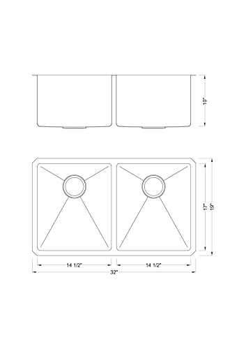 CozyBlock 32 in. x 19 in. x 10 in. 16-Gauge Stainless Steel Undermount 50/50 Double Bowl Kitchen Sink with Bottom Grid, Silicon Dishrack, Pot Mat and Strainer