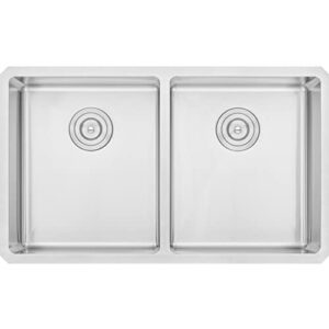 CozyBlock 32 in. x 19 in. x 10 in. 16-Gauge Stainless Steel Undermount 50/50 Double Bowl Kitchen Sink with Bottom Grid, Silicon Dishrack, Pot Mat and Strainer