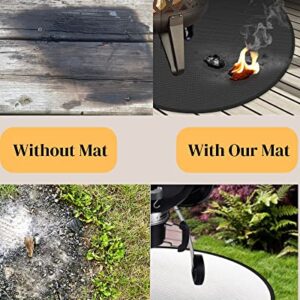 38-inch Fire Pit Mat for Under Fire Pit, Round | 3 Layered Premium Quality | Firepit Mat for Deck, Grass, Concrete, BBQ Grill, & Smoker | Fireproof Deck Protector