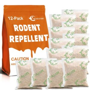 sealuxe rodent repellent,mouse repellent peppermint pouches,mice repellent for house,mouse deterrent indoor,rat repellent outdoor/indoor,peppermint oil to repel mice and rats 12 pouches