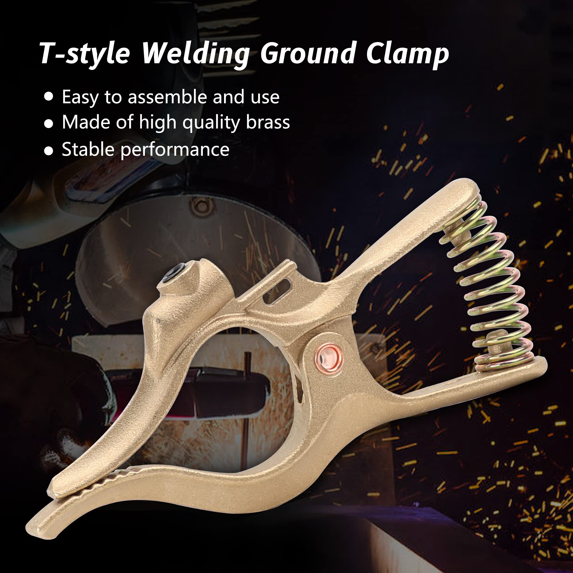 Luckyweld T-style Welding Ground Clamp 300Amp Brass Welder Ground Clamp for Tig Mig MMA Welder