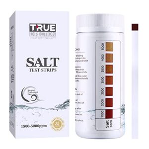 truedirection salt water test strips for testing sodium chloride content in pool and spa, saltwater chlorine testing kit of 1500-5000 ppm