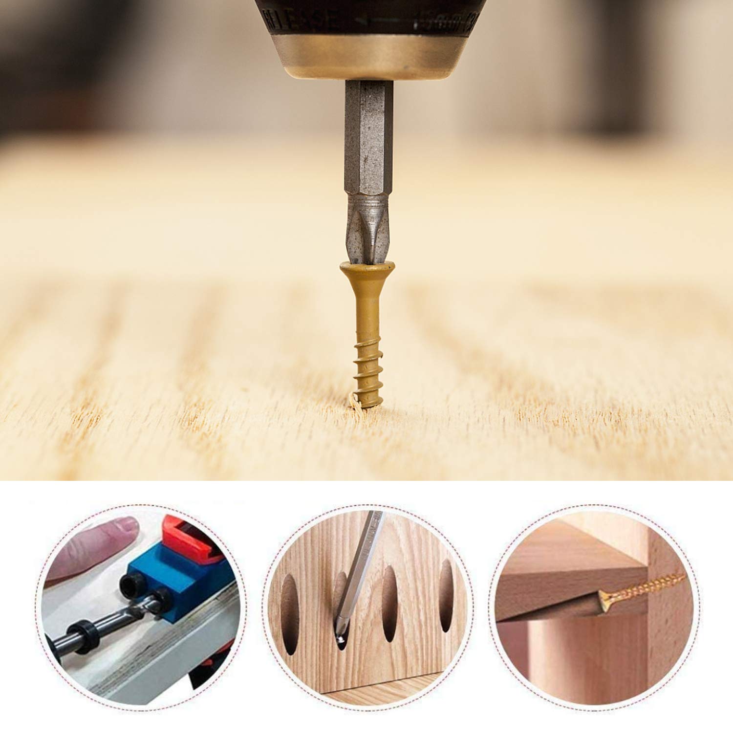 15Pcs Pocket Hole Jig, 15 Degree Dowel Drill Joinery Kit Hole Screw Jig with 6/8/10mm Drive Adapter for Woodworking Angle Drilling Holes, Angle Carpentry Locator Jig