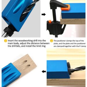 15Pcs Pocket Hole Jig, 15 Degree Dowel Drill Joinery Kit Hole Screw Jig with 6/8/10mm Drive Adapter for Woodworking Angle Drilling Holes, Angle Carpentry Locator Jig