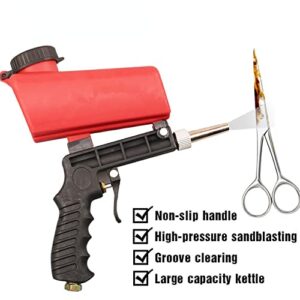 90psi Portable Gravity Sandblasting Gun Aluminium Pneumatic Sandblaster Spray Gun Sand Removal Blasting Power Machine