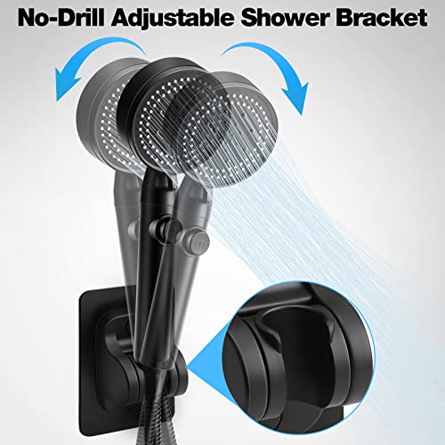 High Pressure Shower Head, Kaymncuz Handheld Shower Head with 5 Spray Mode, with 59 inch Hose and Nail-free Shower Bracket, High Flow Hand Held Showerhead with ON/OFF Pause Switch to Saving Water