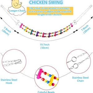 Longer Chain Chicken Toys for Coop Accessories 7PCS, Chicken Swing Ladder Perch roosts, Chicken Xylophone Mirror with Bells Vegetable Fruits Hanging Chicken Feeder for hens Bird Parrot