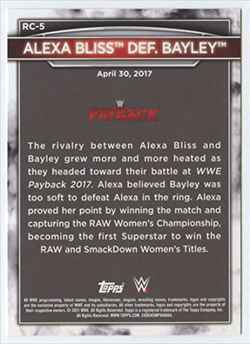 2021 Topps WWE Women's Division 5th Anniversary Championship Tribute #RC-5 Alexa Bliss def. Bayley Payback Wrestling Trading Card