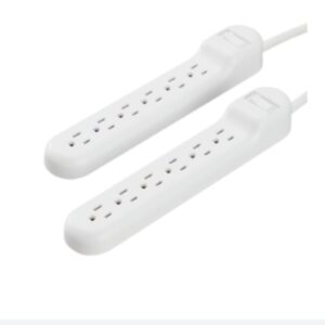 Power Strip 6 Outlet Surge Protector 2-Pack White with Power Cord by Onn