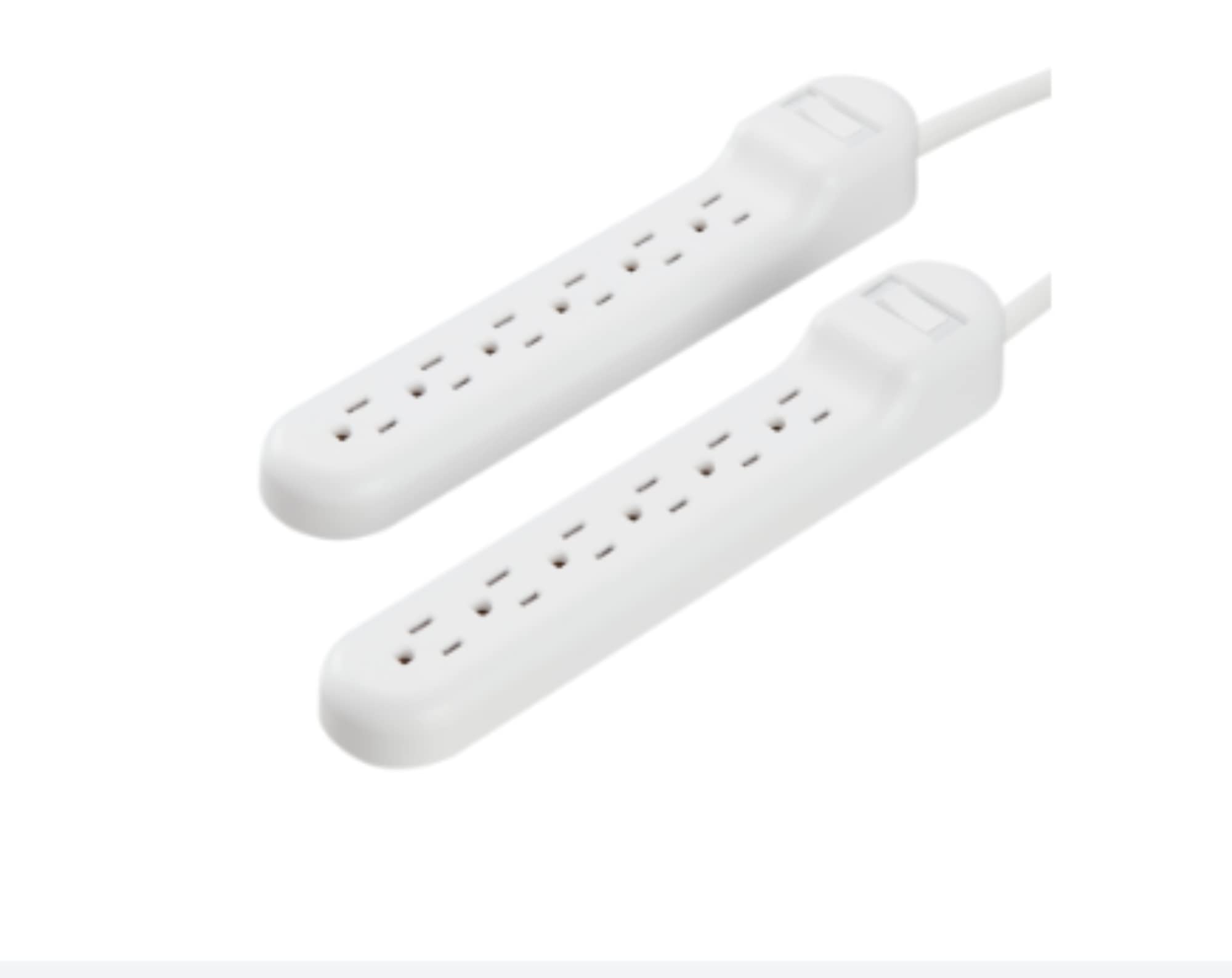 Power Strip 6 Outlet Surge Protector 2-Pack White with Power Cord by Onn