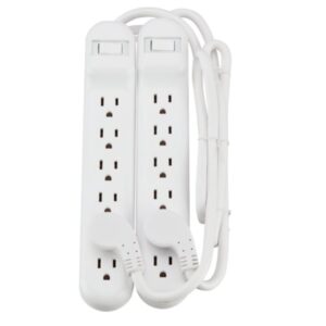 Power Strip 6 Outlet Surge Protector 2-Pack White with Power Cord by Onn