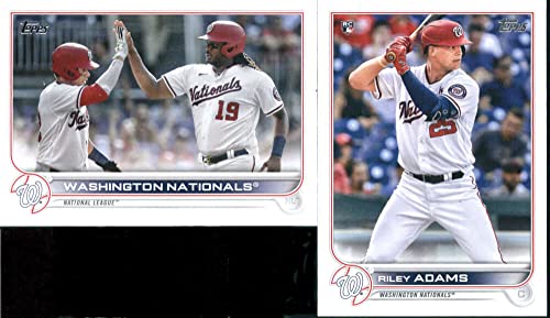 2022 Topps Complete (Series 1 & 2) Washington Nationals Team Set of 19 Cards: Mason Thompson(#38), Josiah Gray(#43), Jakson Reetz(#61), Alcides Escobar(#116), Juan Soto(#150), Riley Adams(#158), Washington Nationals(#218), Gerardo Parra(#220), Ryan Zimmer