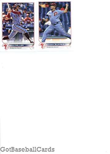 2022 Topps Complete (Series 1 & 2) Philadelphia Phillies Team Set of 24 Cards: Archie Bradley(#10), Didi Gregorius(#44), Kyle Gibson(#57), Luke Williams(#62), Freddy Galvis(#67), Ian Kennedy(#102), Jean Segura(#178), Zach Eflin(#179), J.T. Realmuto(#180),