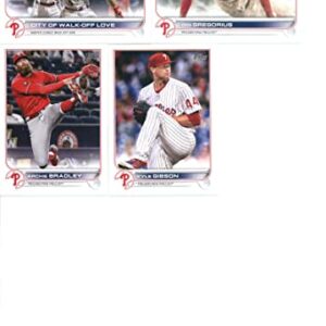 2022 Topps Complete (Series 1 & 2) Philadelphia Phillies Team Set of 24 Cards: Archie Bradley(#10), Didi Gregorius(#44), Kyle Gibson(#57), Luke Williams(#62), Freddy Galvis(#67), Ian Kennedy(#102), Jean Segura(#178), Zach Eflin(#179), J.T. Realmuto(#180),