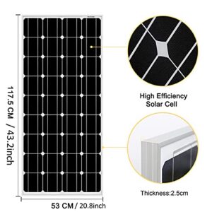 DSJ Monocrystalline Solar Panel 100W 18V Glass Solar Panels High Efficiency Module Pv Power for Rv, Camper, Vehicle Caravan