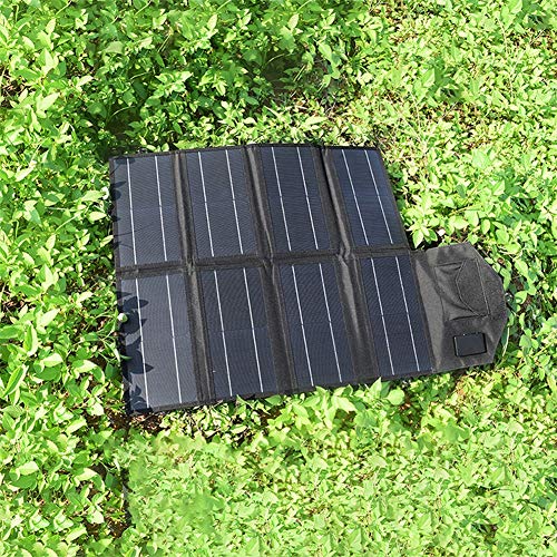 DSJ 50W Portable Foldable Solar Panel Charger, Waterproof Controller Solar Suitcase with Crocodile Clip and Dual USB Outputs for Portable Generator Power