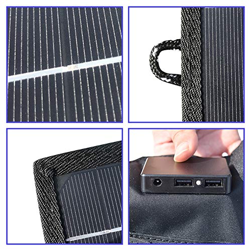 DSJ 50W Portable Foldable Solar Panel Charger, Waterproof Controller Solar Suitcase with Crocodile Clip and Dual USB Outputs for Portable Generator Power