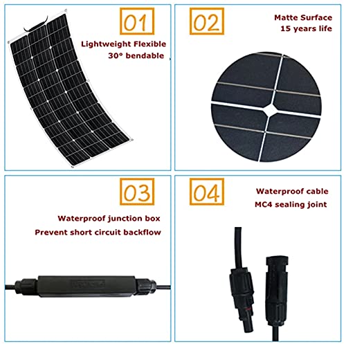 DSJ Flexible Solar Panel Kit Complete 100W Panel Solar Generator Kit Energy Charger for Home Camping Car System Power