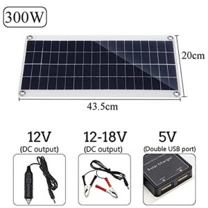 DSJ 300W Fast-Charging Solar Panel Portable Dual 12/5V Dc USB Waterproof Emergency Charging Outdoor Battery Charger for Rv