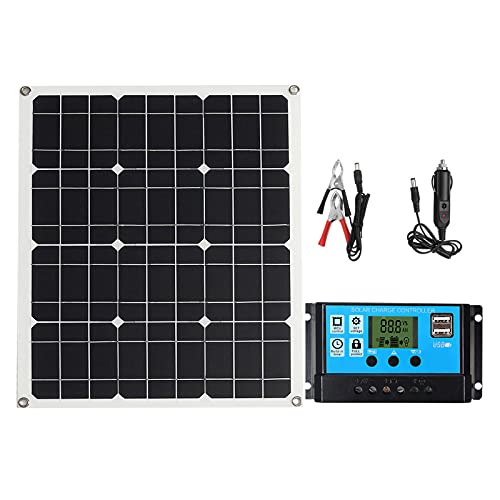 DSJ 100W 18V Solar Panel Solar Cells Kit - Double USB Monocrystalline Solar Panel with Controller for Outdoor DIY Car Yacht