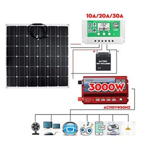 DSJ 200W Solar Panel 12V Photovoltaic Home System Inverter Complete Kit Solar Cell Battery Charger for Car Boat Camping/20A