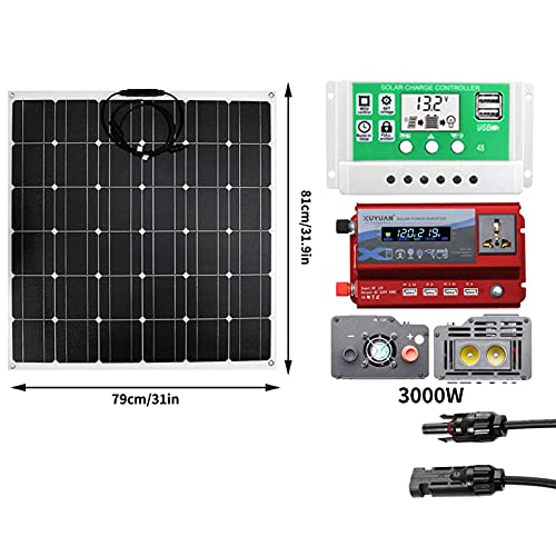 DSJ 200W Solar Panel 12V Photovoltaic Home System Inverter Complete Kit Solar Cell Battery Charger for Car Boat Camping/20A