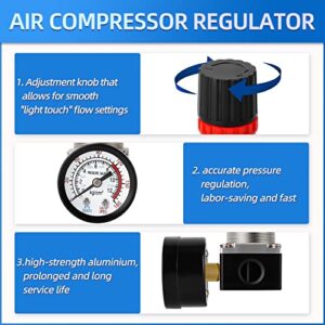 MEANLIN MEASURE Air Compressor Pressure Switch Control Valve 90-120 PSI 110V-240V 4-way Replacement Parts With 0-180 Psi Air Compressor Regulator and Safety Pressure Relief Valve