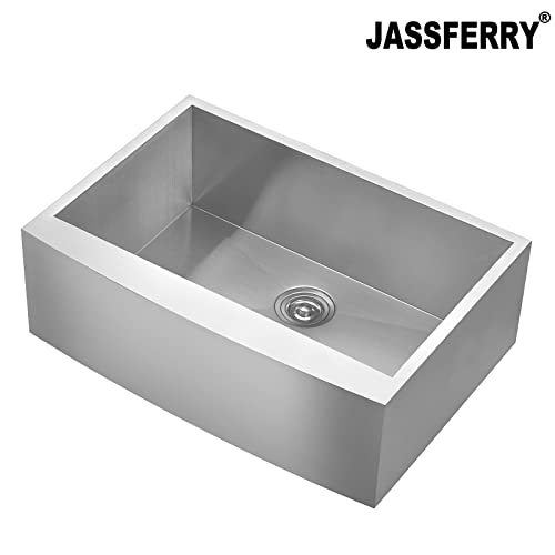 JASSFERRY Farmhouse Apron-Front Kitchen Sink Pull-Down Kitchen Faucet Combo 16-gauge Stainless Steel 30-inch Rounded Curved Undermount Sink