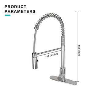 JASSFERRY Farmhouse Apron-Front Kitchen Sink Pull-Down Kitchen Faucet Combo 16-gauge Stainless Steel 30-inch Rounded Curved Undermount Sink