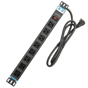 XYJMGN 8 Outlet Plugs Aluminum Heavy Duty Grey Metal Power Strip, Wall Mountable 15A 125V 1875W Power Outlet with Switch for Workshop Computer