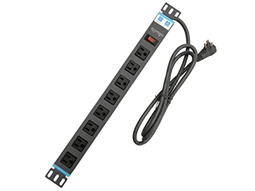 XYJMGN 8 Outlet Plugs Aluminum Heavy Duty Grey Metal Power Strip, Wall Mountable 15A 125V 1875W Power Outlet with Switch for Workshop Computer