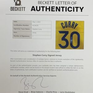 Stephen Curry Autographed Golden State Signed Swingman Yellow THE BAY Jersey Beckett COA