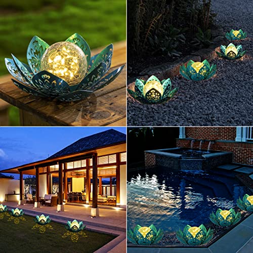 HUAXU Solar Outdoor Lights Garden Decorative - Bright Lotus Flower Table Lamp, Waterproof Solar Lights for Patio Pathway Yard Balcony Outside Decor