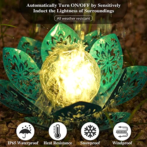 HUAXU Solar Outdoor Lights Garden Decorative - Bright Lotus Flower Table Lamp, Waterproof Solar Lights for Patio Pathway Yard Balcony Outside Decor